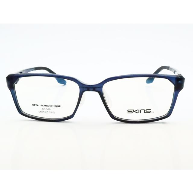 スキンズメガネセット SK-310 3 スケルトンブルー 54サイズ レンズつき完成品 度付き 度なし ダテメガネ UVカット スポーツ SKINS : メガネプロサイトYOU - 通販 ...