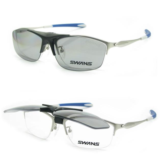 SWANS 前掛けサングラスつき スワンズメガネセット SWF-900-DL-CP-MSIL 日本製 偏光 レンズつき完成品 度付き 度なし ダテメガネ UVカット SWANS : メガネプロ ...