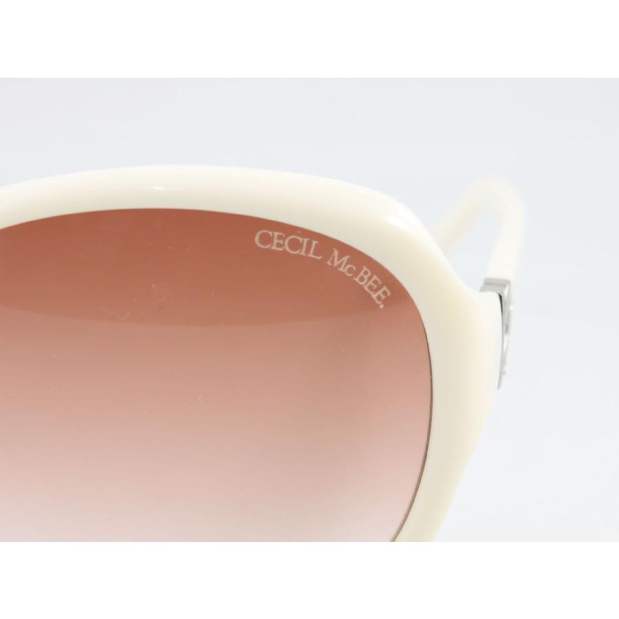 CECIL McBEE セシルマクビー サングラス CMS-1004-3 ホワイト ブラウン レディース セルフレーム クリングス 鼻パッド 大きいレンズ 大きめ :CMS-1004-3 ...