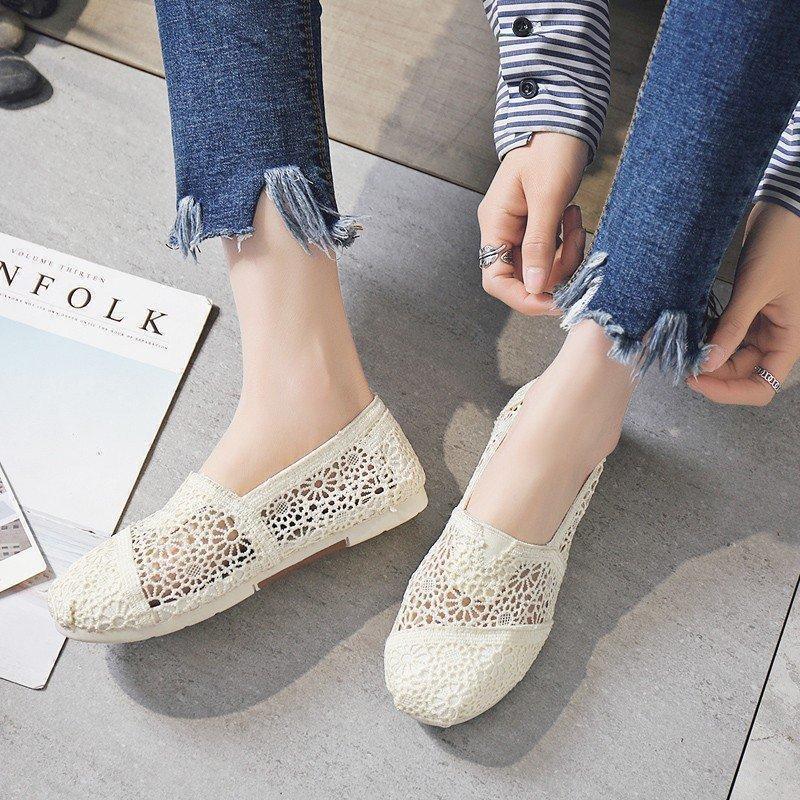 エスパドリーユ レース レディース フラットシューズ バレエシューズ ローカット スリッポン パンプス 靴 ぺたんこ ナチュラル 刺繍 花柄 ...