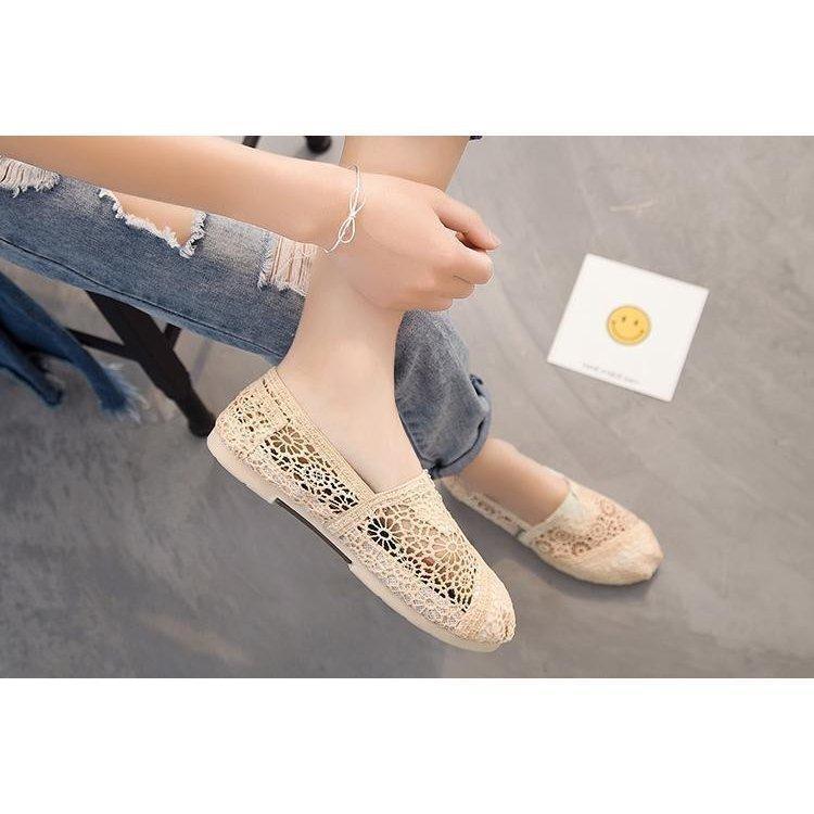 エスパドリーユ レース レディース フラットシューズ バレエシューズ ローカット スリッポン パンプス 靴 ぺたんこ ナチュラル 刺繍 花柄 ...