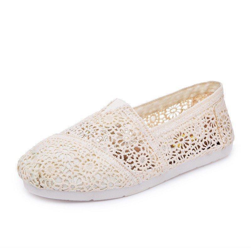 エスパドリーユ レース レディース フラットシューズ バレエシューズ ローカット スリッポン パンプス 靴 ぺたんこ ナチュラル 刺繍 花柄 ...