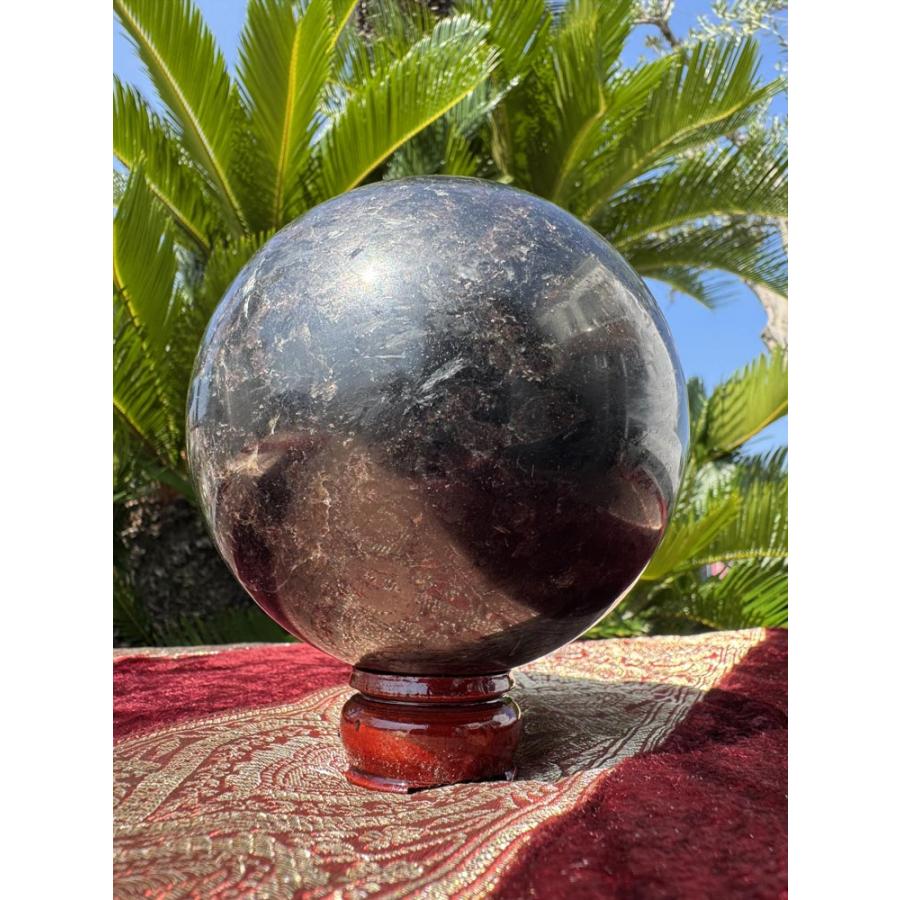 ヌーマイト 丸玉 球体 珠 φ10.7cm 2kg 送料無料 大きい 天然石 ヌーミット 角閃石片麻岩 スフィア パワーストーン 置物 黒 ブラック インテリア 鉱物 石 塊 : 銘石 庭石 ...