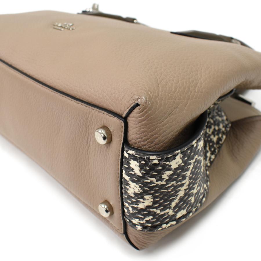 COACH コーチ ブルックリン キャリーオール 2way ハンドバッグ 58437 ペブルレザー スネークスキン ベージュ : メルキャスト ...
