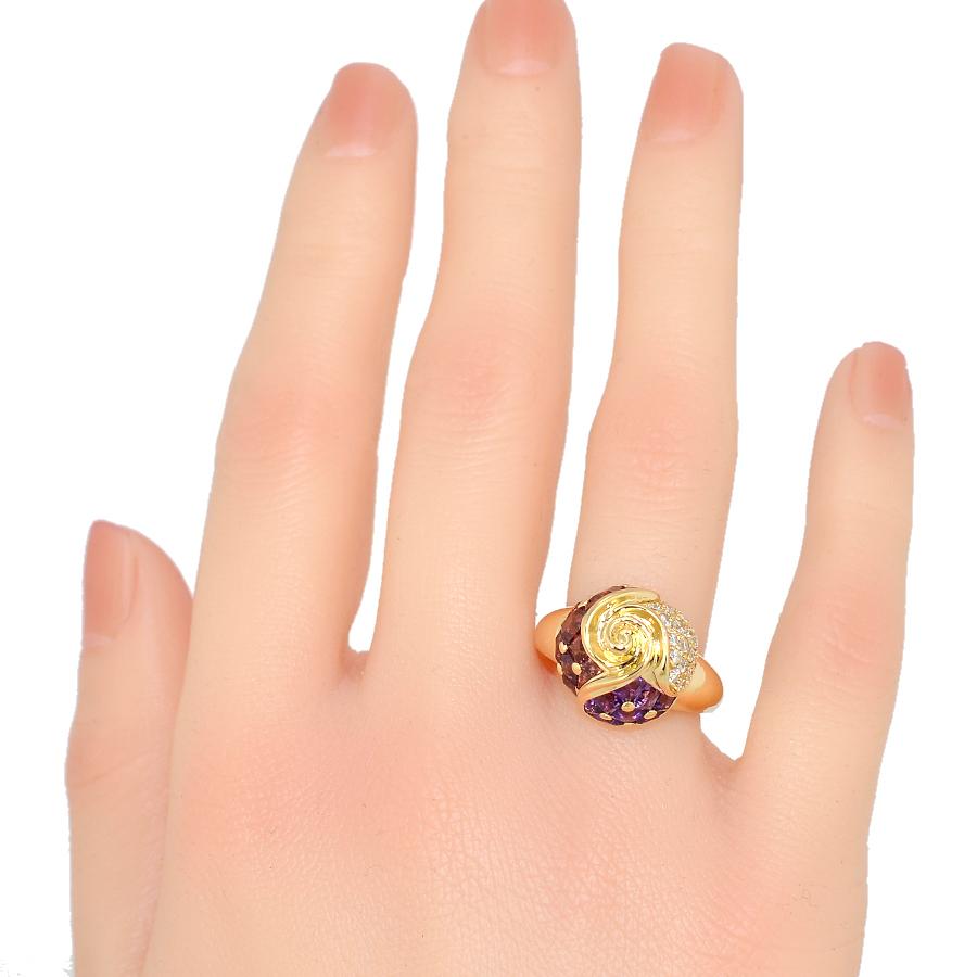 1点限定 リング K18イエローゴールド ダイヤモンド 0.36ct ガーネット 2.13ct アメジスト 0.86ct 13.5号 薔薇 ジュエリー : 9003052884100237 ...