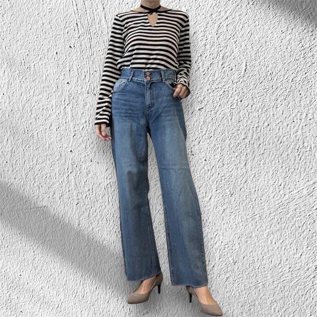 PRAIA/プライアの ダブルボタンデニム ストレート カットオフ 綿100% -LEVK-24429 インディゴ【26size即納 ...