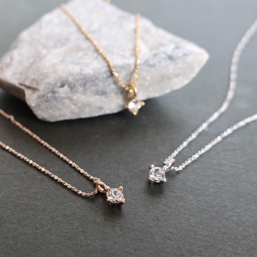 Melody Accessory 20%OFF クーポンセール ネックレス 日本製 K18GP 1石 プチ ストーン 小ぶり シンプル ショート スキンジュエリー オフィス レディース ...