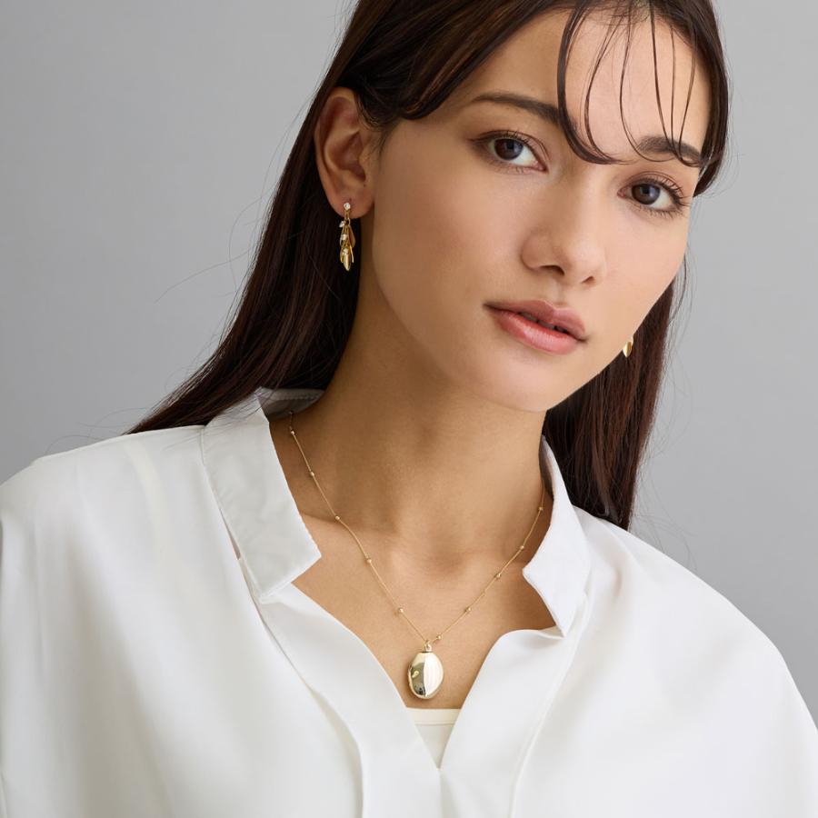 ネックレス 日本製 K18GP ペンダント ハート ロケット ステーションチェーン ロング トップ ラウンド 推し事 推し活 写真 金属アレルギー対応 ブランド :op-n305:日本製 ...