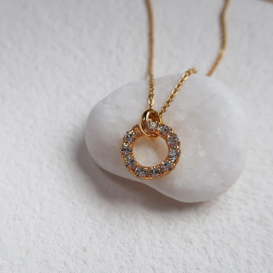 ネックレス サークル リング マル ラインストーン ゴールド k18gp 日本製 レディース ニッケルフリー 女性 きれいめ カジュアル クリスマス : op-n324 : 日本製 ...