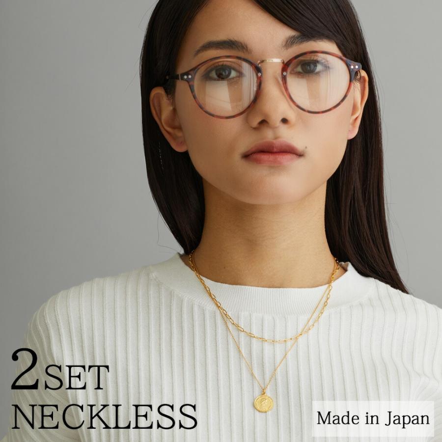 Melody Accessory 20%OFF クーポンセール 2本セット コイン ネックレス 日本製 ゴールド 金属アレルギー対応 K18GP 重ね付け ケーブルチェーン メタル 福袋 ...