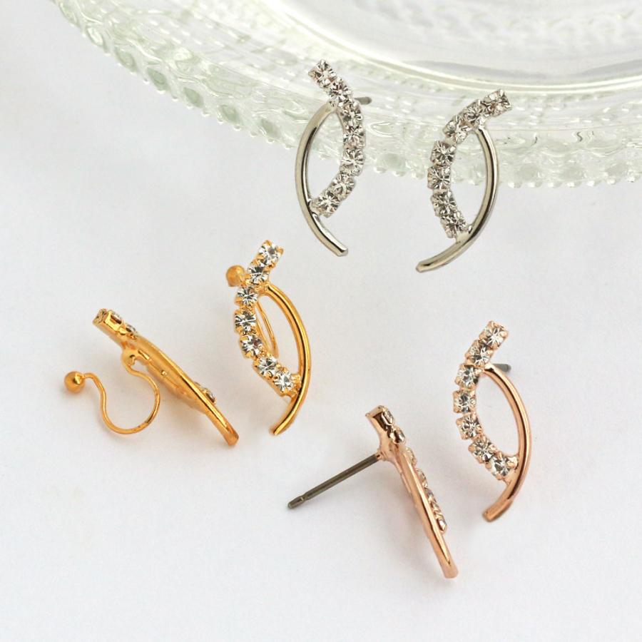 Melody Accessory 20%OFF クーポンセール イヤリング ピアス 日本製 K18GP クロス マーキス ノンホール ストーン 小さめ チタンポスト 樹脂キャッチ チタン ...