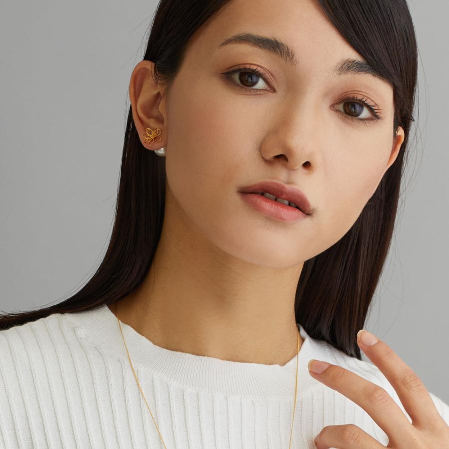 ピアス 日本製 K18GP フラワー 花 パール トライバル 2way バック パールキャッチ バックキャッチ リバーシブル クリスマス : pi-n69 : 日本製 MELODY ...