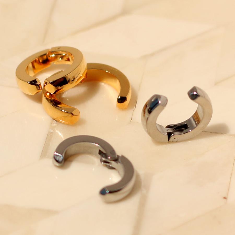 ステンレス イヤリング K18GP クリップ シンプル フープ ゴールド ブラック メンズ イヤカフ プレゼント ワンポイント クリスマス : st-e1 : 日本製 MELODY ...