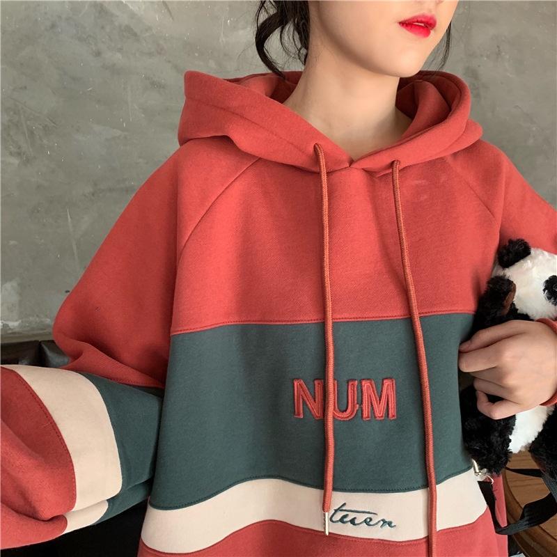 パーカー レディース プルオーバー秋冬 ゆったり トップス フード付き 暖かい 長袖 パフスリーブ バイカラー 刺繍 英語 シンプル カジュアル 通学通勤 韓国風 : メメメクラゲ - 通販 ...