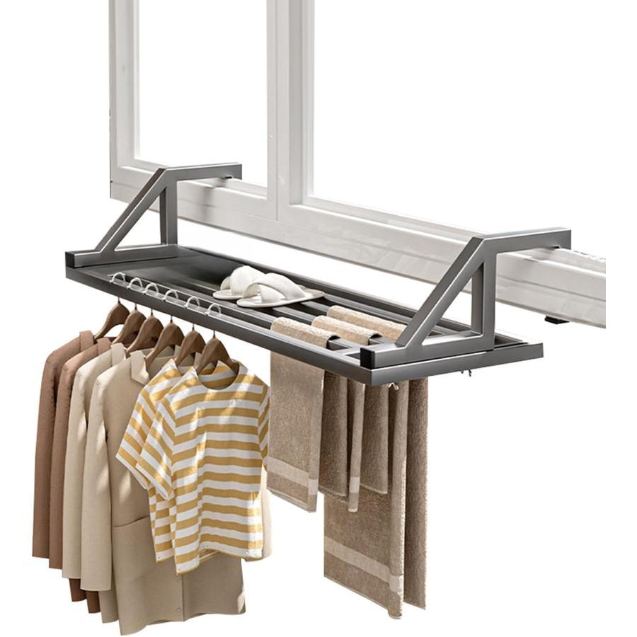 物干しラック 窓枠 手すり ベランダ用、引っ掛けタイプ 乾燥ラック、布団も干せる タオルハンガー 屋外 洗濯ハンガー、省スペース 物干し台 ハンガーラック 物干 : MEMUストア - 通販 ...