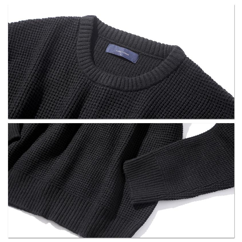 ワッフルニット メンズ セーター ニット 40代 50代 冬 服 男性 黒 白 トップス 形態安定 ワッフル編み オーバーサイズ ゆったり ...