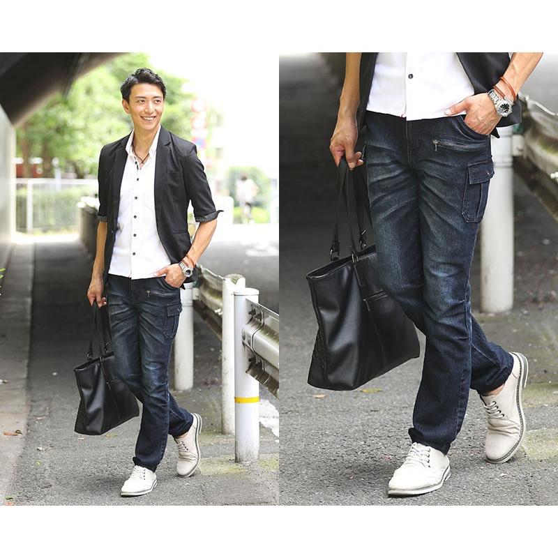 ボトムス メンズ パンツ デニム カーゴ ジップ ストレッチ おしゃれ 20代 30代 40代 50代 メンズスタイル menz-style 大きいサイズ :79-183-9631MS ...