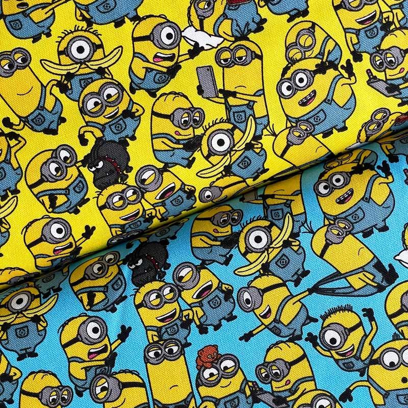 ミニオン ぎっしり柄 怪盗グルー オックス生地 イエロー/ブルー (USJキャラクター 入園入学通園通学 レッスンバッグ シューズバッグ 手作り)G-4201 : リバティプリントショップ ...