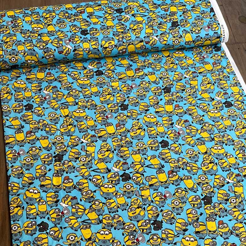 ミニオン ぎっしり柄 怪盗グルー オックス生地 イエロー/ブルー (USJキャラクター 入園入学通園通学 レッスンバッグ シューズバッグ 手作り)G-4201 : リバティプリントショップ ...