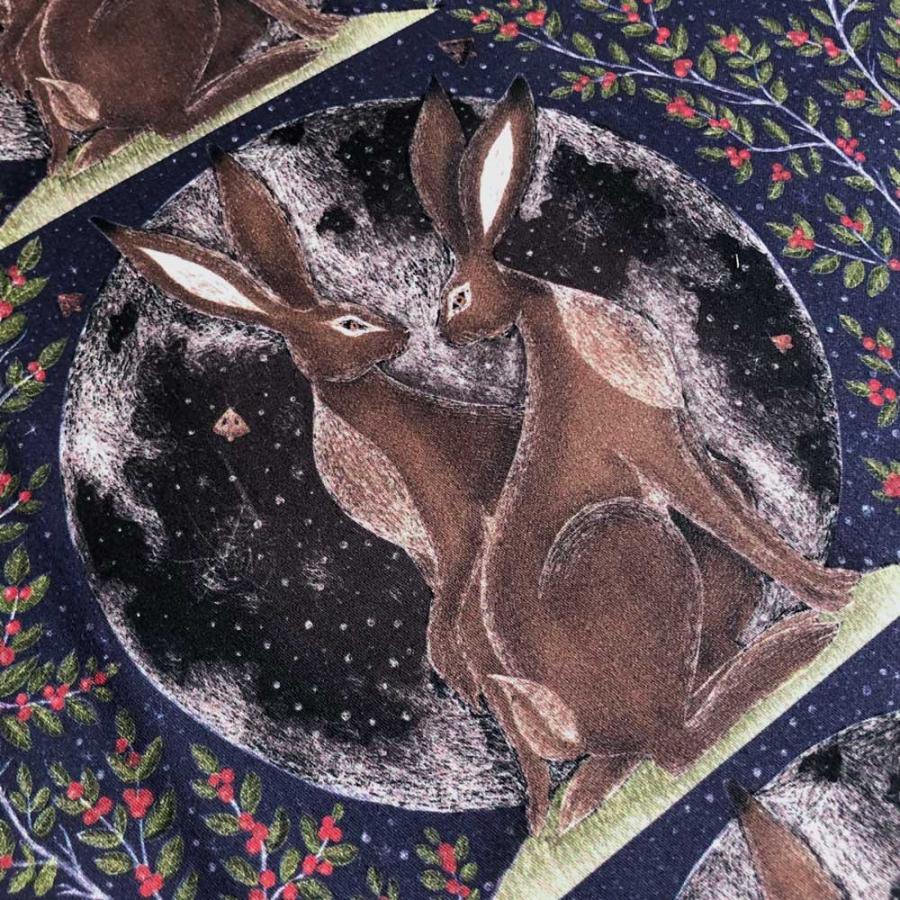 Catherine Rowe Designs キャサリンロウ・国産80サテン生地 綿100％＜Moon Hares＞(ムーンヘアズ)月とうさぎ ...