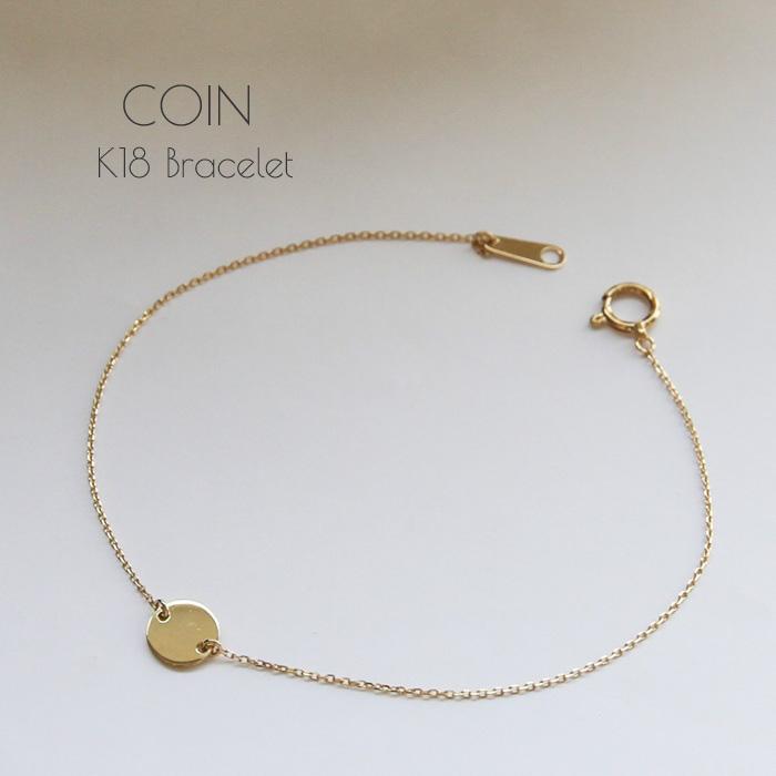 ブレスレット チェーン コインプレート 18金 0.8mm幅 16cm 17cm 18cm 19cm 20cm K18 18K PG PT ゴールド ピンクゴールド プラチナ レディース ...