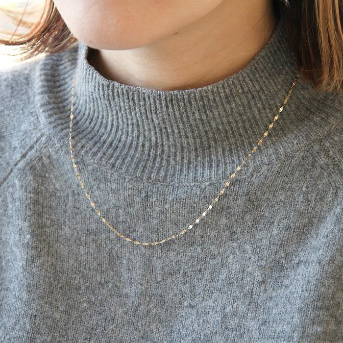 ネックレス チェーン ペタル 18金 ゴールド 0.28φ×1.8mm幅 45cm ネックレス チェーン ペタル 18金 ゴールド 0.28φ×1.8mm幅 45cm