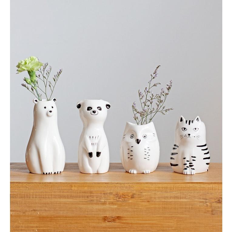 フラワーベース シナリーベース Sceneryvase 花瓶 動物 ねこ ふくろう しろくま ミーアキャット フラワーベース シナリー ガラス クレエ Creer おしゃれ : cre ...