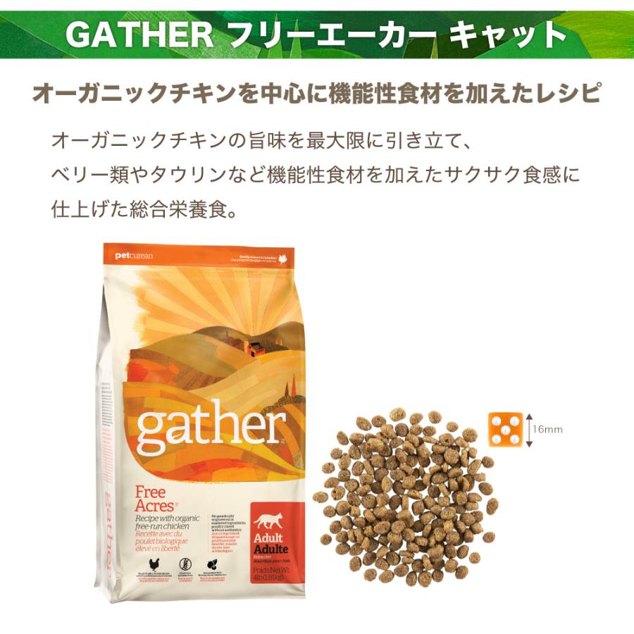 gather!(ギャザー) フリーエーカー キャット 成猫用 454g 猫 フード 猫用 キャットフード オーガニック グレインフリー : ワンちゃんの楽園 メルランド - 通販 ...