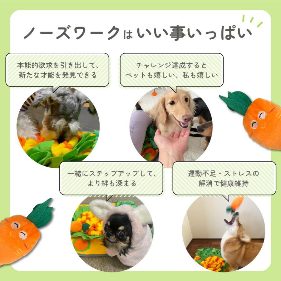 ノーズワーク マット にんじん畑 にんじん 犬 犬用 おもちゃ 知育玩具 運動不足 早食い防止 嗅覚訓練 音が鳴る ぬいぐるみ 手洗い可 小型犬 中型犬 大型犬 :wagaya013:ワン ...