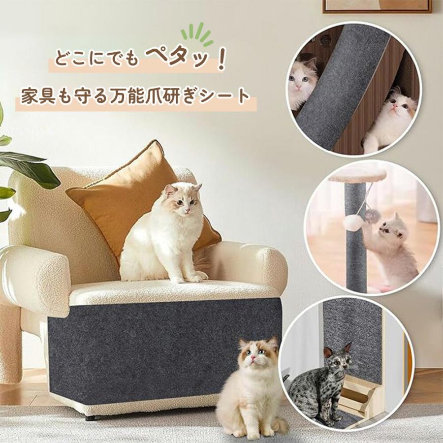 ピタッと貼れる 爪とぎシート 猫 爪とぎ 爪研ぎ 防止 シート マット カーペット ソファ ベッド 床 畳 ドア 家具 壁 壁紙 柱 保護 傷防止 ストレス解消 60x100cm ...
