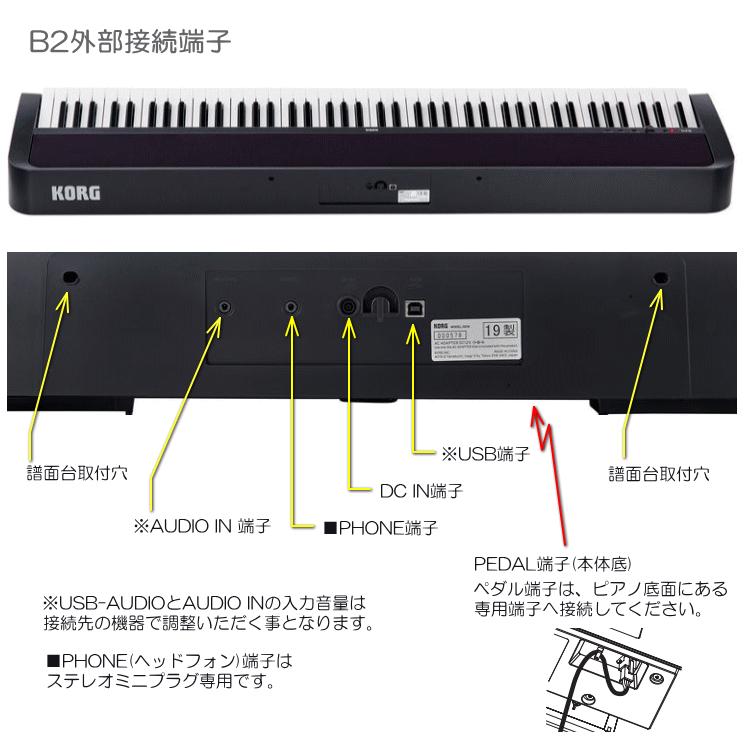 KORG スタンド固定ベルト付き□コルグ 電子ピアノ B2 ブラック KORG スタンド固定ベルト付き□コルグ 電子ピアノ B2 ブラック
