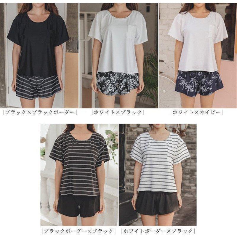 大きいサイズ レディース カバーアップ水着 上下セット 短パンつき 花柄 ボーダー柄 LL 3L 4L 5L ブラック ホワイト 全5色 新登場 : Merry Factory - 通販 ...