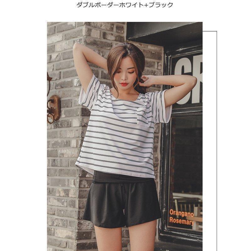 大きいサイズ レディース カバーアップ水着 上下セット 短パンつき 花柄 ボーダー柄 LL 3L 4L 5L ブラック ホワイト 全5色 新登場 : Merry Factory - 通販 ...