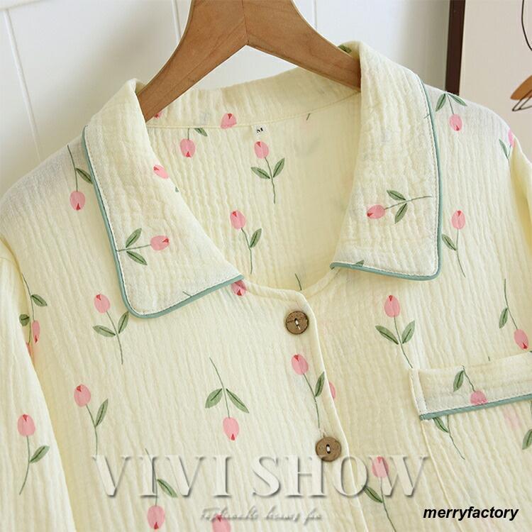 レディース パジャマ 春 夏 秋 冬 あったか 前開き 綿 綿100 ガーゼ 二重ガーゼ ルームウェア 長袖 : mf0807qta210 : Merry Factory - 通販 ...