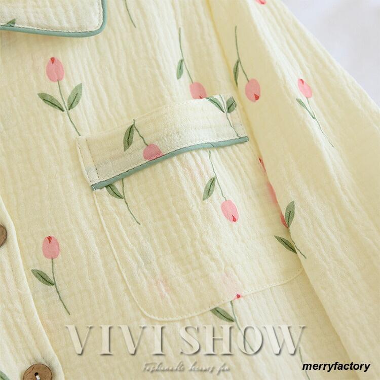 レディース パジャマ 春 夏 秋 冬 あったか 前開き 綿 綿100 ガーゼ 二重ガーゼ ルームウェア 長袖 : mf0807qta210 : Merry Factory - 通販 ...