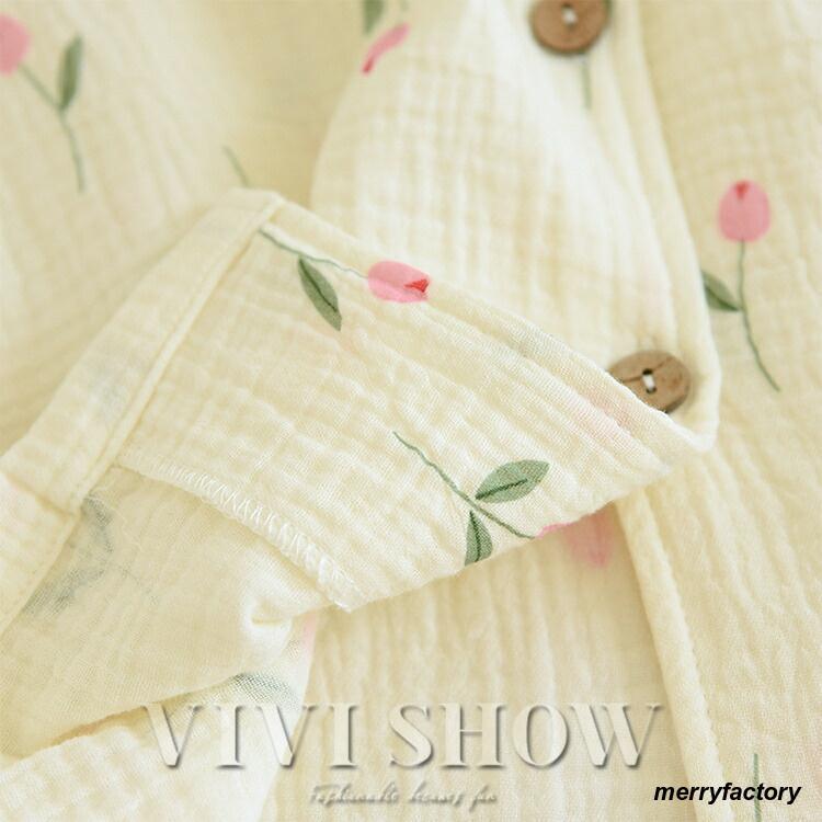 レディース パジャマ 春 夏 秋 冬 あったか 前開き 綿 綿100 ガーゼ 二重ガーゼ ルームウェア 長袖 : mf0807qta210 : Merry Factory - 通販 ...