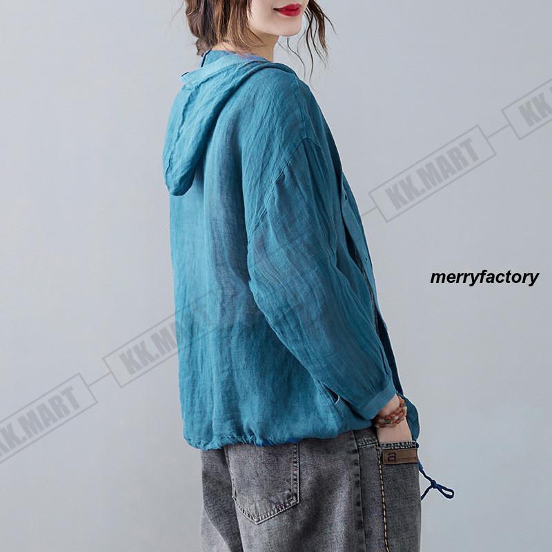 カーディガン レディース 夏 薄手 ラッシュガード 前開き UVカット 春 フード付き リネン トップス 羽織り ライトアウター 軽い 紫外線対策 冷房対策 ゆったり : Merry ...