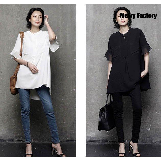 チュニックブラウス レディース シャツ ロング シフォンブラウス チュニックブラウス レディース シャツ ロング シフォンブラウス