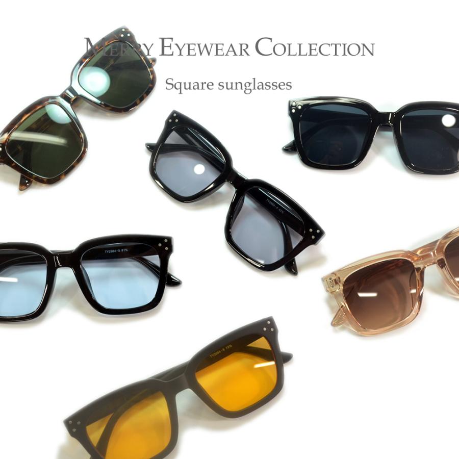サングラス メンズ レディース 伊達メガネ スクエア ウェリントン 大きいレンズ 色付き 薄い色 カラーレンズ :ty2964:MERRY ...