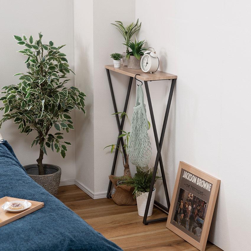 コンソール MIP-16 2color テーブル 机 スリム 省スペース コンパクト 玄関 木目調 スチール脚 サイドテーブル リビング シンプル ミニテーブル ハイタイプ : メルティコ ...