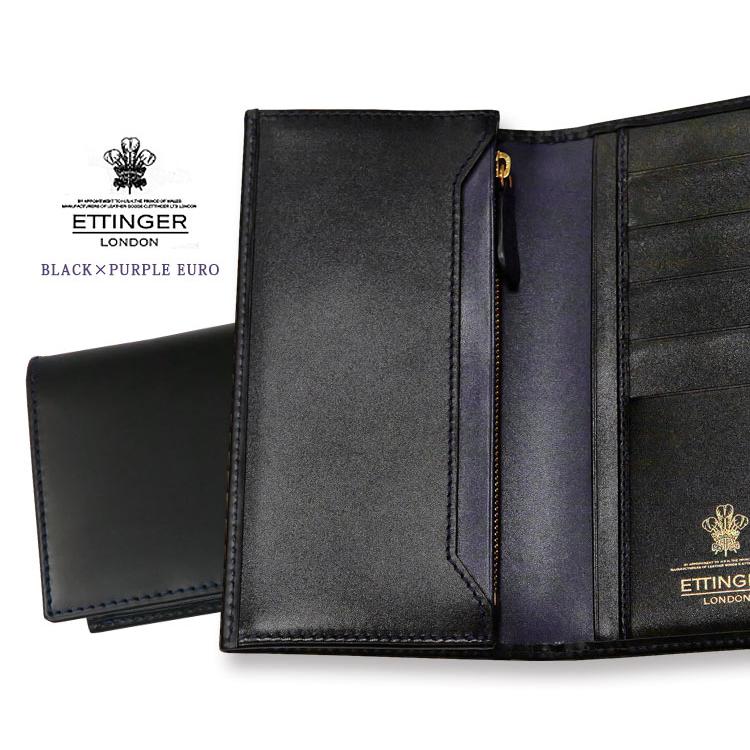 ETTINGER ETTINGER社公認正規販売店 エッティンガー 長財布 2112BEJR BLACK-PURPLE EURO COLLECTION 小銭入れ付き長財布 別注カラー 003 ...
