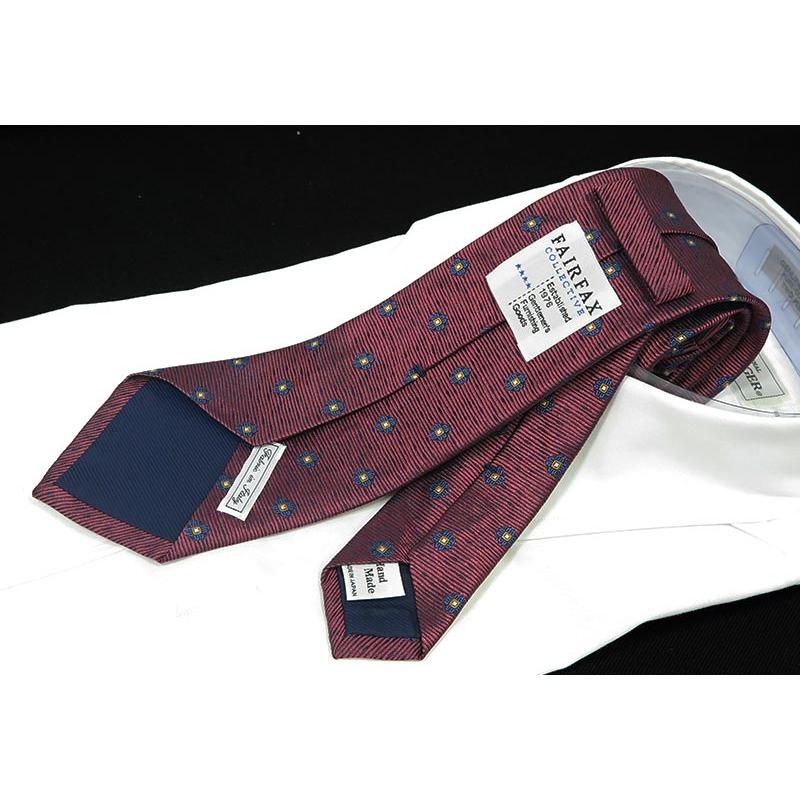 FAIRFAX フェアファクス ネクタイ 小紋 フューシャピンク地にダークネイビー×オフホワイトの小紋タイ/ ネクタイ ( FAK-1500 ...