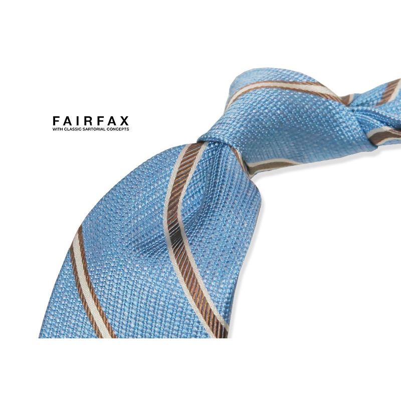 FAIRFAX フェアファクス ネクタイ サックスブルー地にオーカー×オフホワイトストライプ レジメンタルネクタイ ( FAS-1179 ) : messenger - 通販 - Yahoo ...