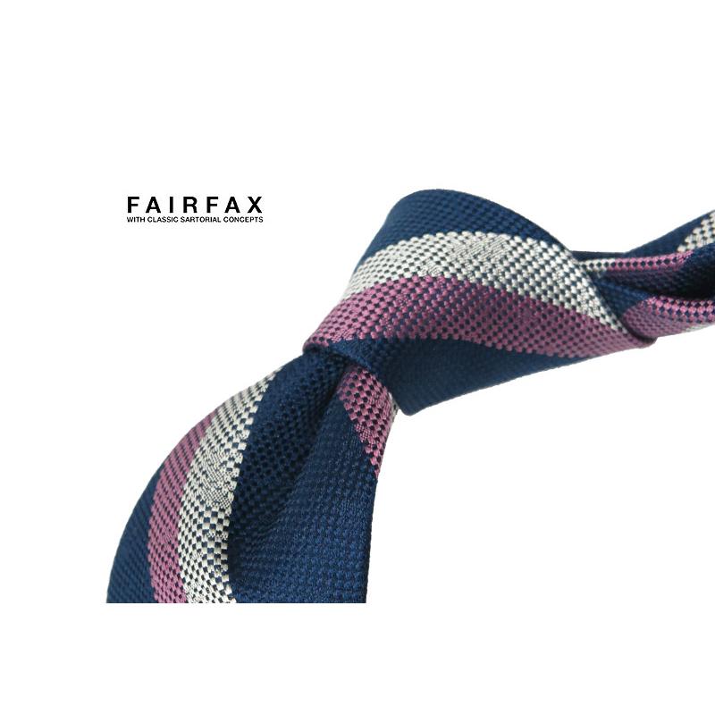 FAIRFAX フェアファクス ネクタイ ネイビー地にピンク×オフホワイトのストライプネクタイ レジメンタルネクタイ ( FAS-1750 ) : fas-1750 : messenger ...