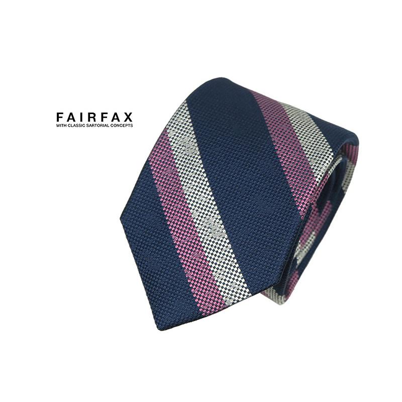 FAIRFAX フェアファクス ネクタイ ネイビー地にピンク×オフホワイトのストライプネクタイ レジメンタルネクタイ ( FAS-1750 ) : fas-1750 : messenger ...