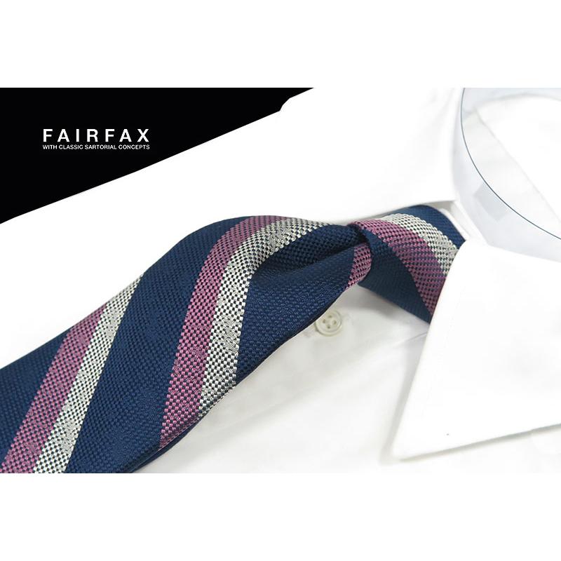 FAIRFAX フェアファクス ネクタイ ネイビー地にピンク×オフホワイトのストライプネクタイ レジメンタルネクタイ ( FAS-1750 ) : fas-1750 : messenger ...
