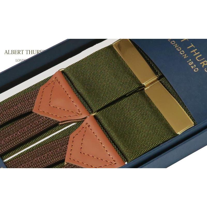 albert thurston（アルバートサーストン） サスペンダー 帯幅40mm SP-1049 ( モスグリーン系無地 )英国製 ...
