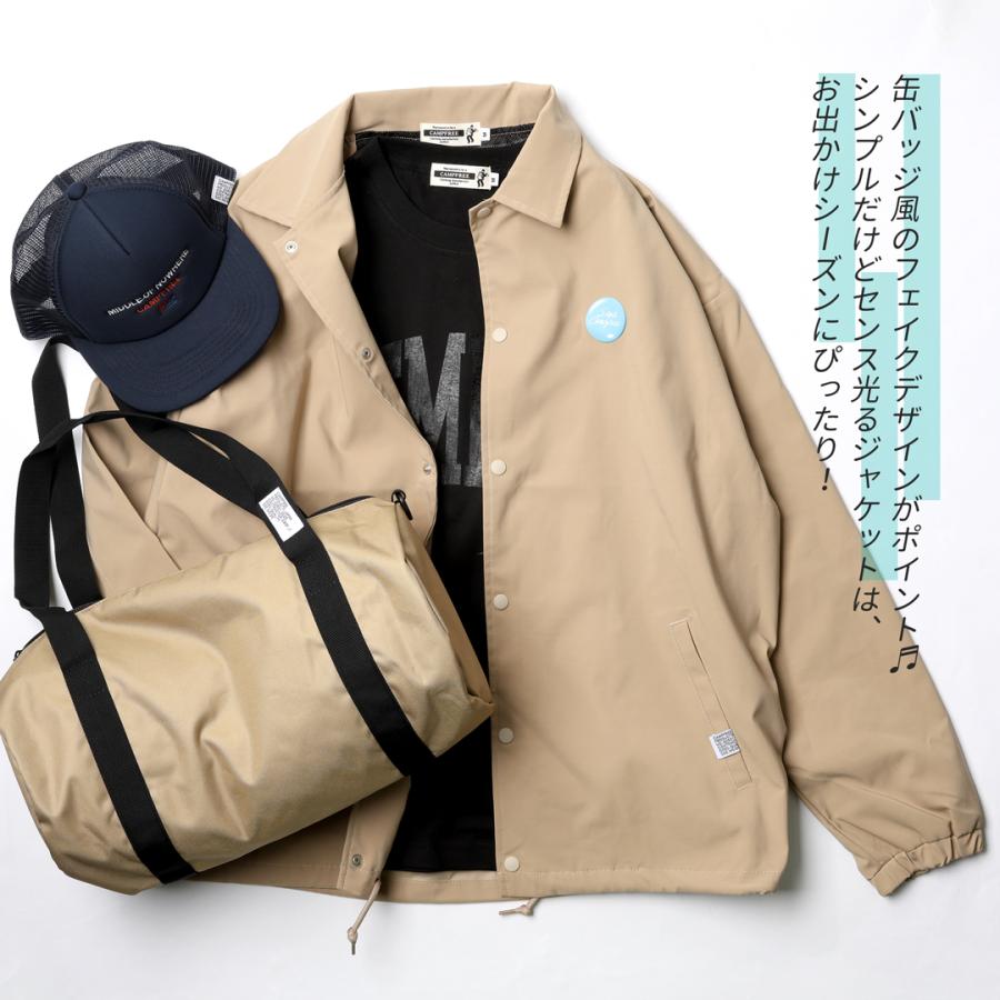 コーチジャケット メンズ ワンポイント プリント アメカジ ストリート コットン ジャケット 春 秋 紺 アウター おしゃれ CAMPFREE ...