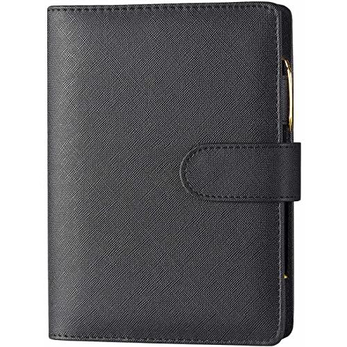 RIHUA システム手帳 A5 ノート 6穴リング リフィル付き スケジュール帳 カード収納 合革 a5システム手帳 メモ帳 手帳カバー ビジ ...