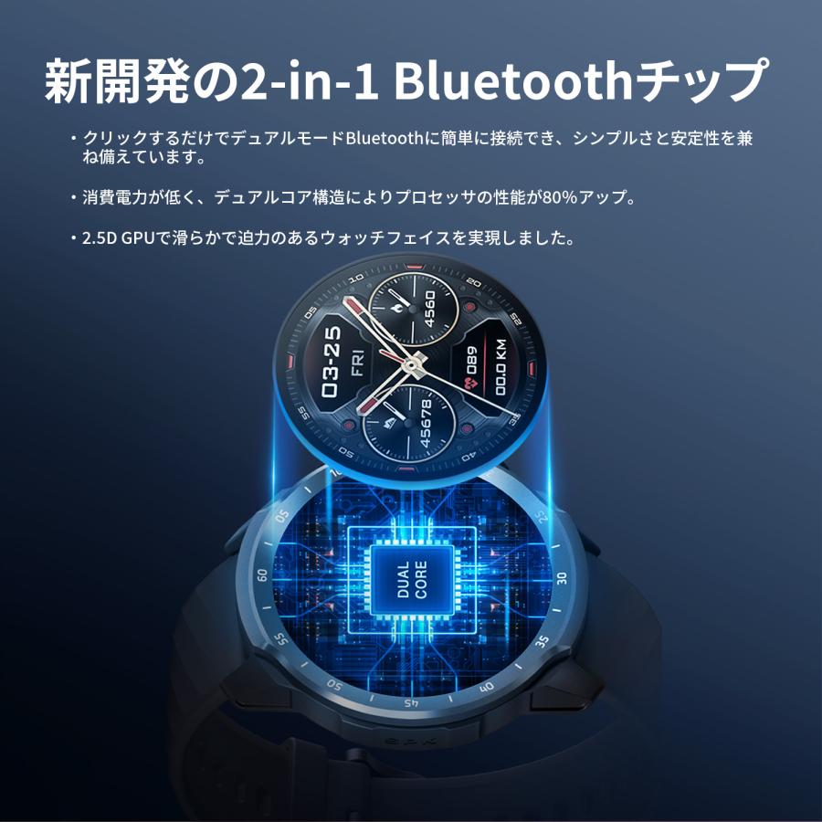 公式 1年保証 Mibro Watch A2 スマートウォッチ 10日間持続バッテリー 通話 LINE通知 2ATM防水 24H健康管理 心拍 ...